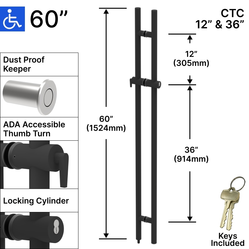 [LOCKLP60] Ladder Pull - 60" ADA Locking - Back to Back – Grey Goat ...