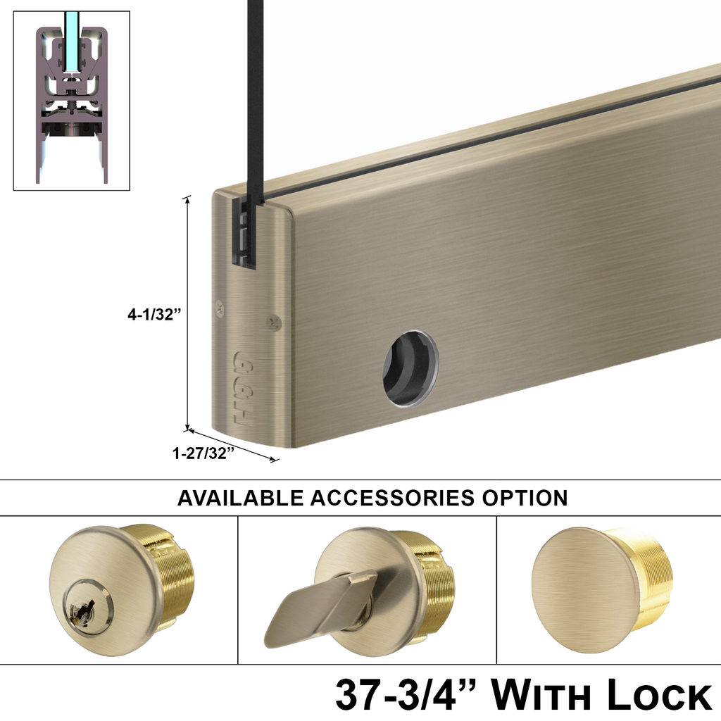 [DLUX4D37L] DLUX 4" Door Rail - 37-3/4" Length - With Lock – Grey Goat ...