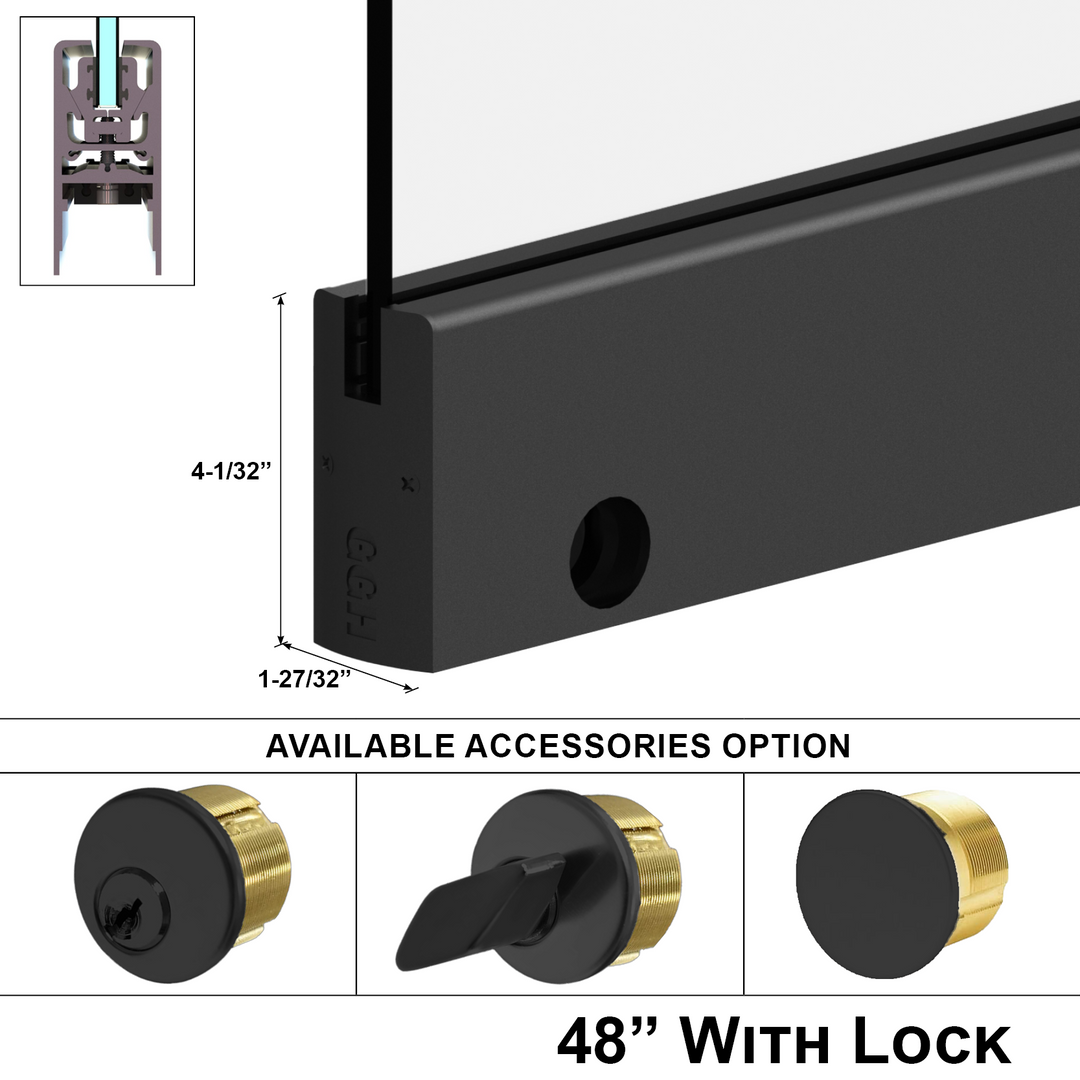 DLUX 4" Door Rail - W/ Cylinder Lock – Grey Goat Hardware
