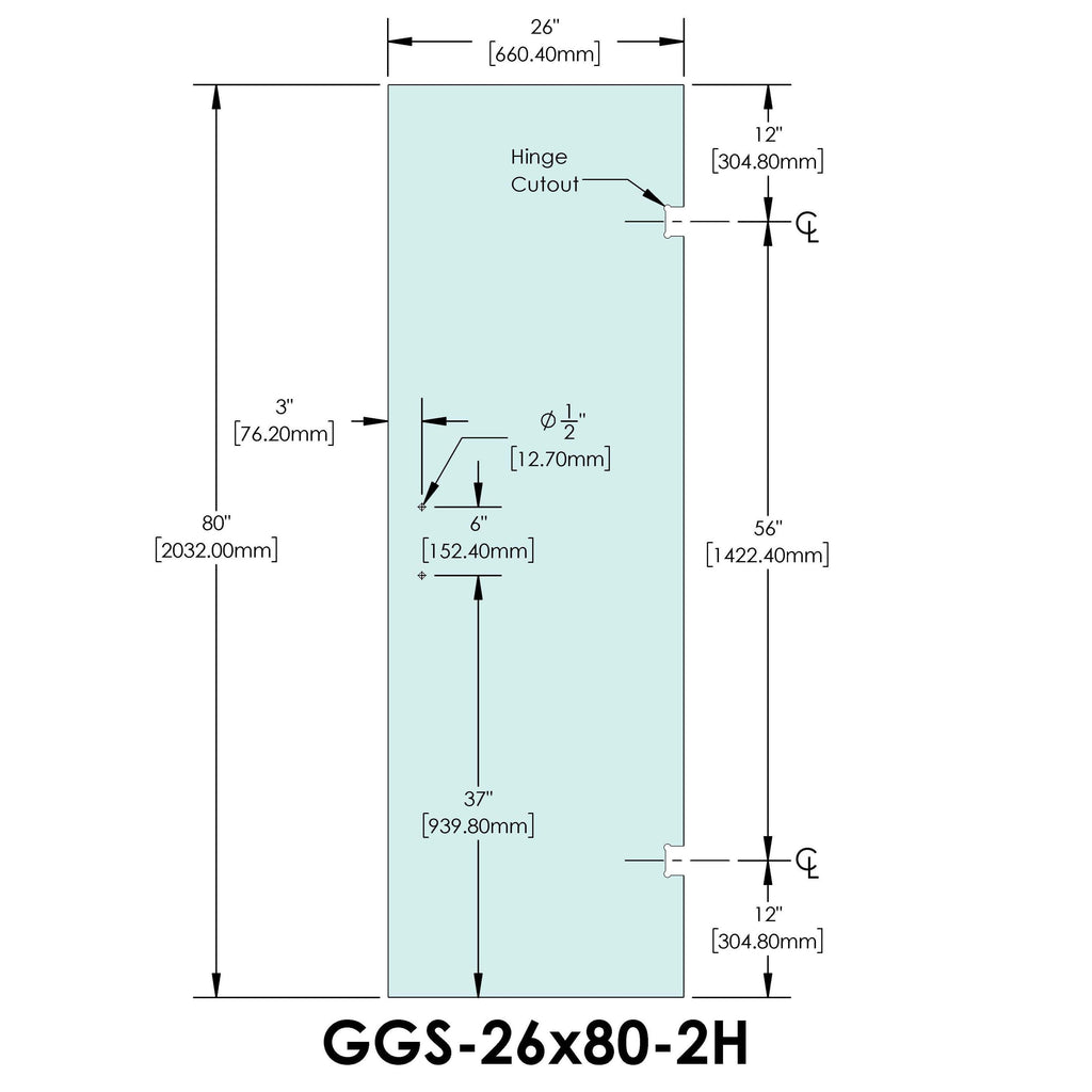 [SD26-2H] Shower Stock Glass - 6" x 6" Handle (Size: 26") – Grey Goat Hardware