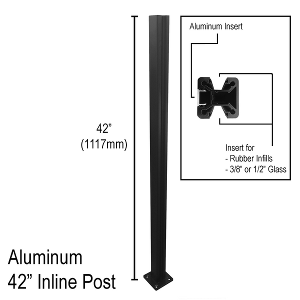 [ALPOST-42] Aluminum Post - 42" Base Height - Inline / Corner / End-Sq ...