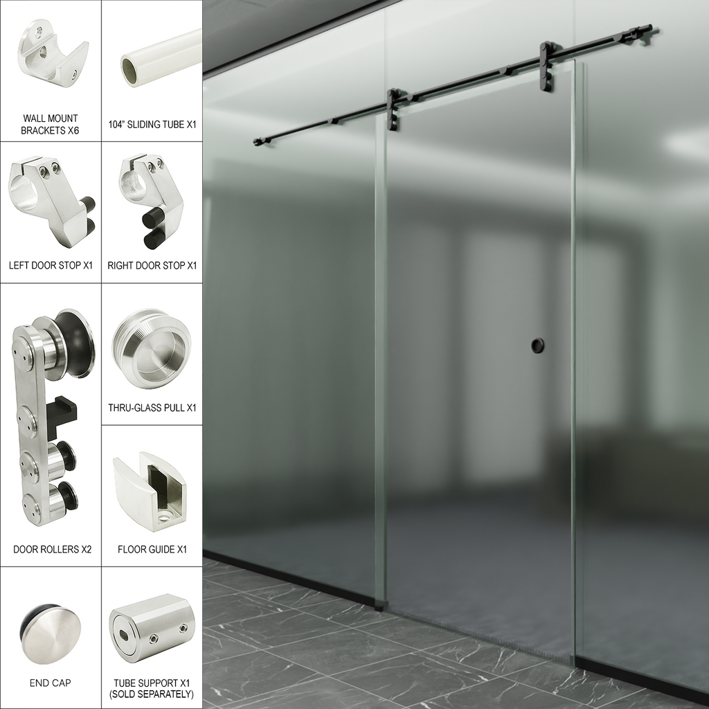 [LAGGM108] Commercial Sliding Door Kit - Glass Mount – Grey Goat Hardware