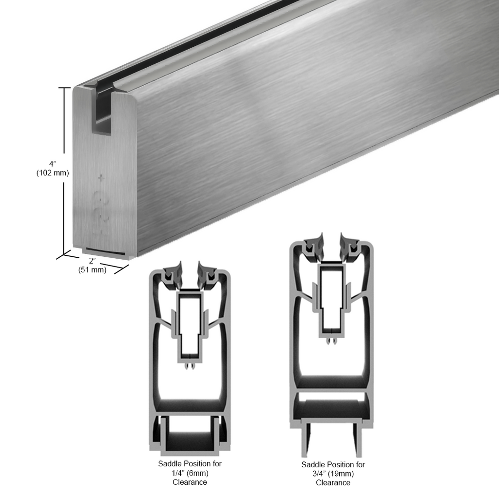 [DLUX4SL240] Sidelite Rail - 4" - 240" (20ft) Length – Grey Goat Hardware