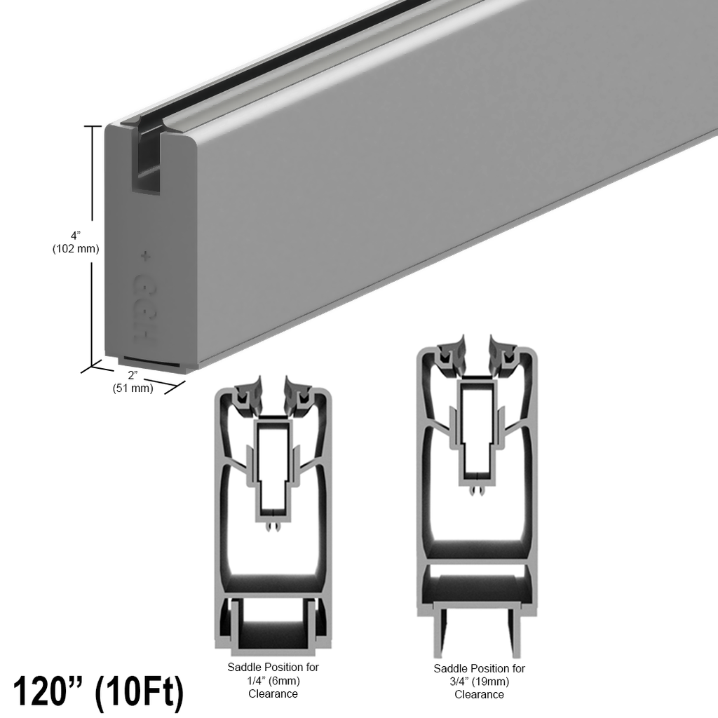 [DLUX4SL120] Sidelite Rail - 4" - 120" (10ft) Length – Grey Goat Hardware
