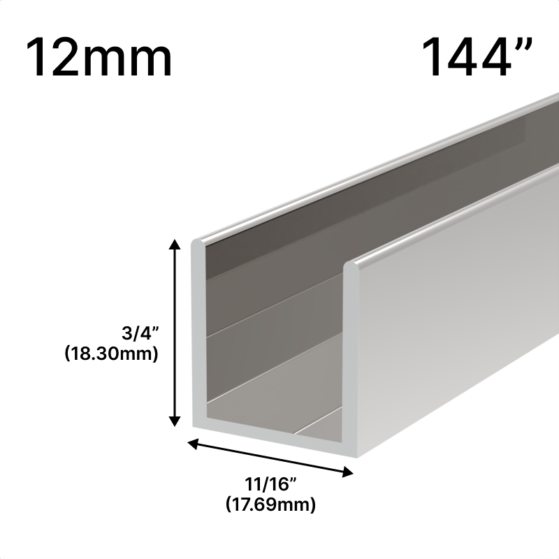 [UC14412] Shower U-Channel - 12mm Glass (144") – Grey Goat Hardware