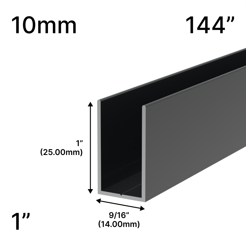 [UCH14410] Shower U-Channel - 10mm Glass (144") - 1" Height – Grey Goat ...