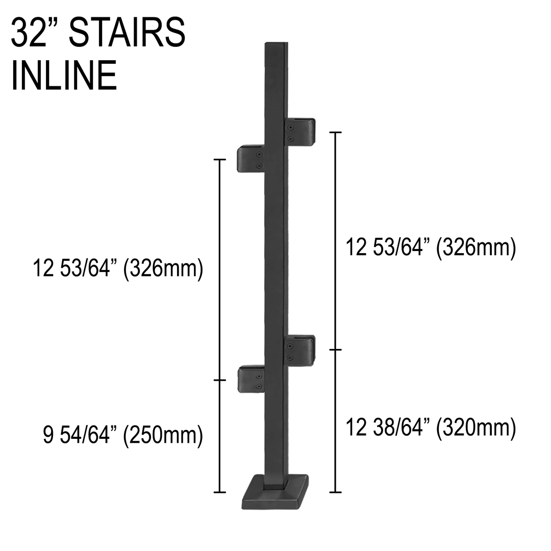 Square Pro Stair Railing Post - 32" Base Height – Grey Goat Hardware