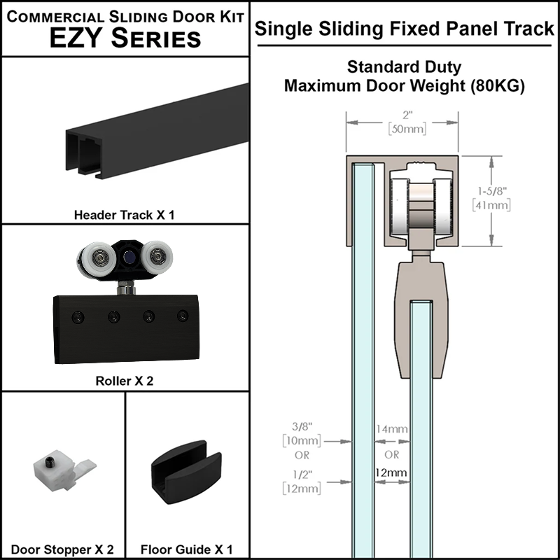 [EZY1SD] Commercial Sliding Door Kit - EZY1 - Single Sliding Door Trac ...