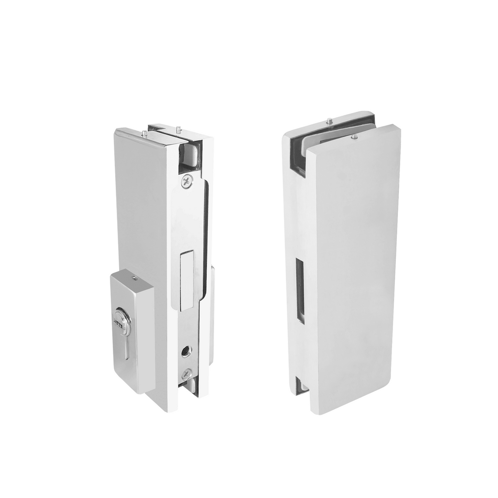 [GDLEUSET] Glass Door Lock - Patch Lock Set with Euro Style Cylinder ...
