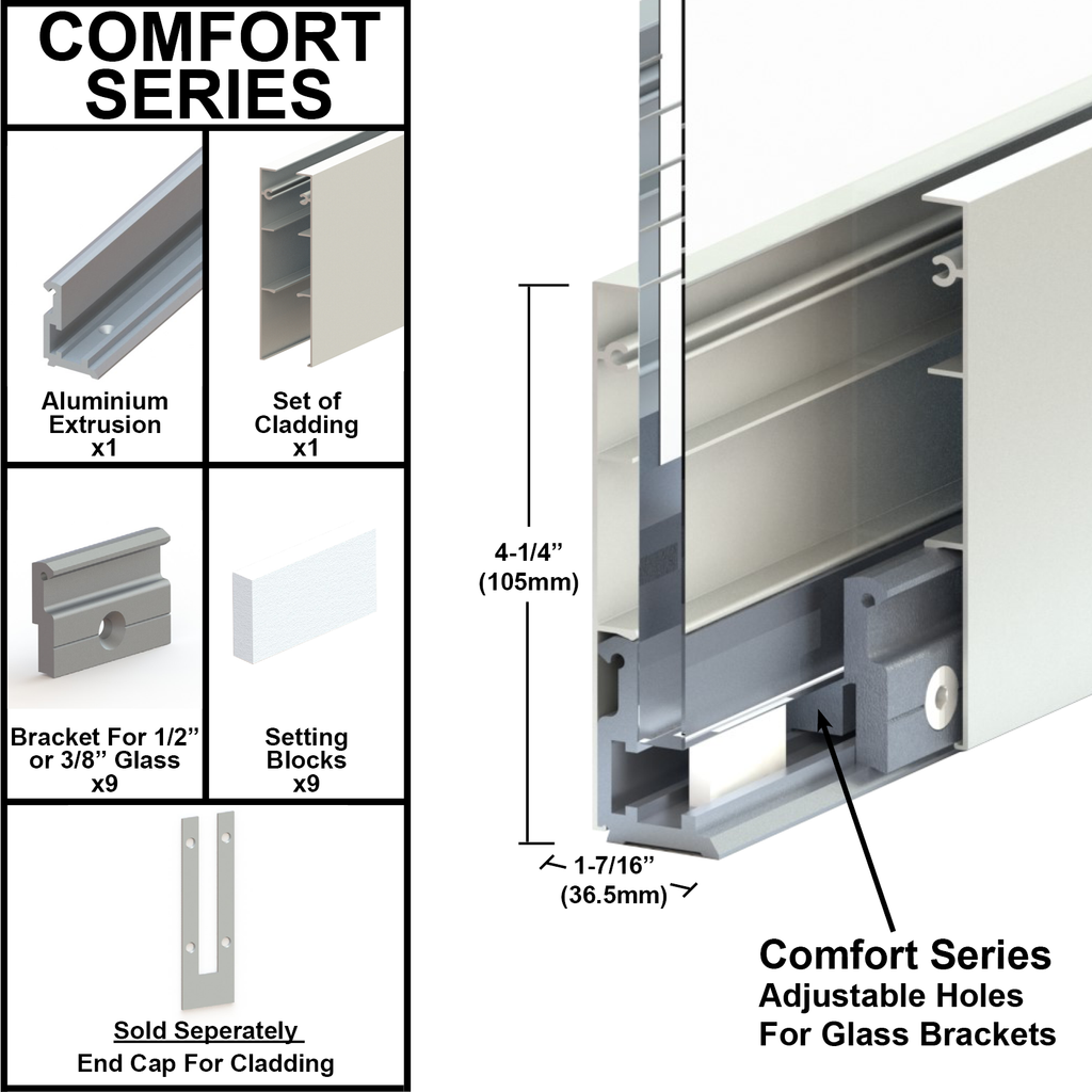 [MECUADJ10LRG] Commercial U-Channel - Adjustable - 4-1/4" Cladding - 1 ...