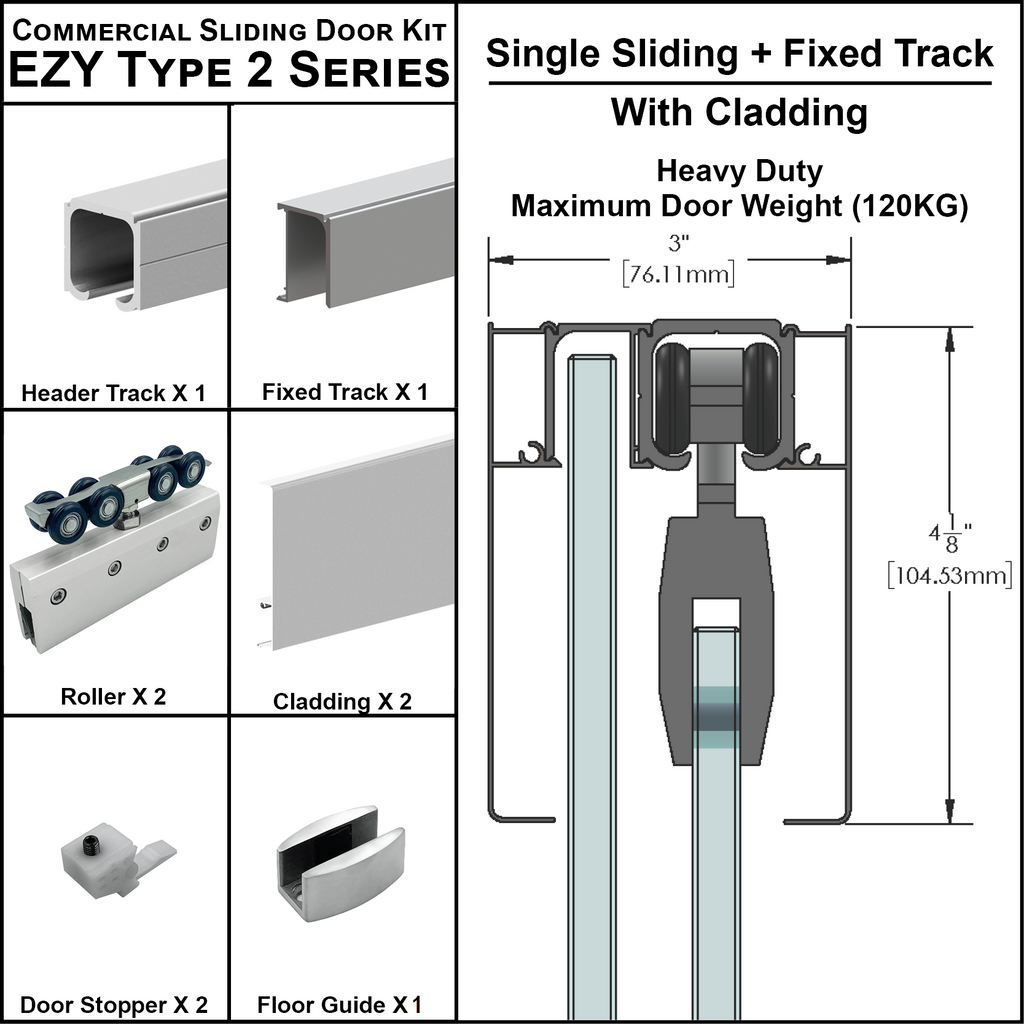 [EZY2HDCLDSDP] Heavy Duty Sliding Door Kit With Cladding - Single Slid ...
