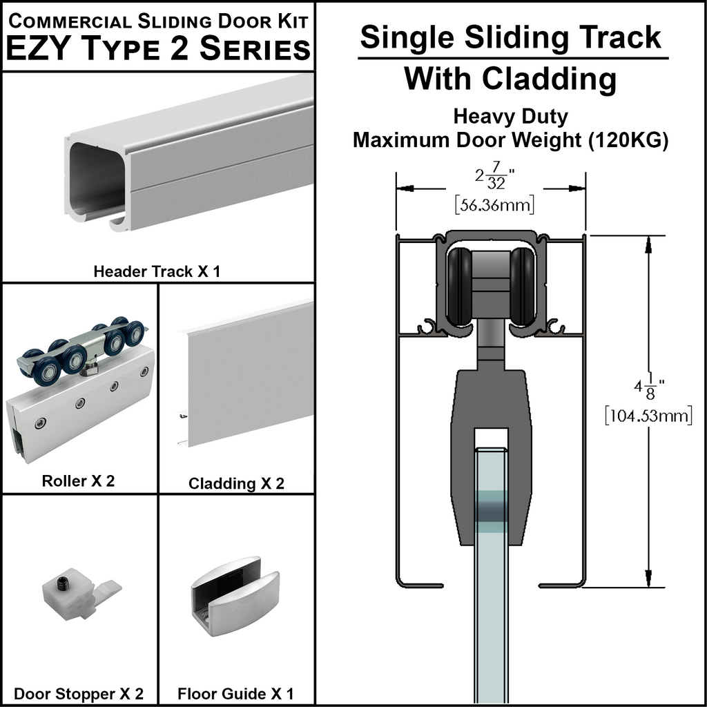 [EZY2HDCLDSD] Heavy Duty Sliding Door Kit With Cladding - Single Slidi ...