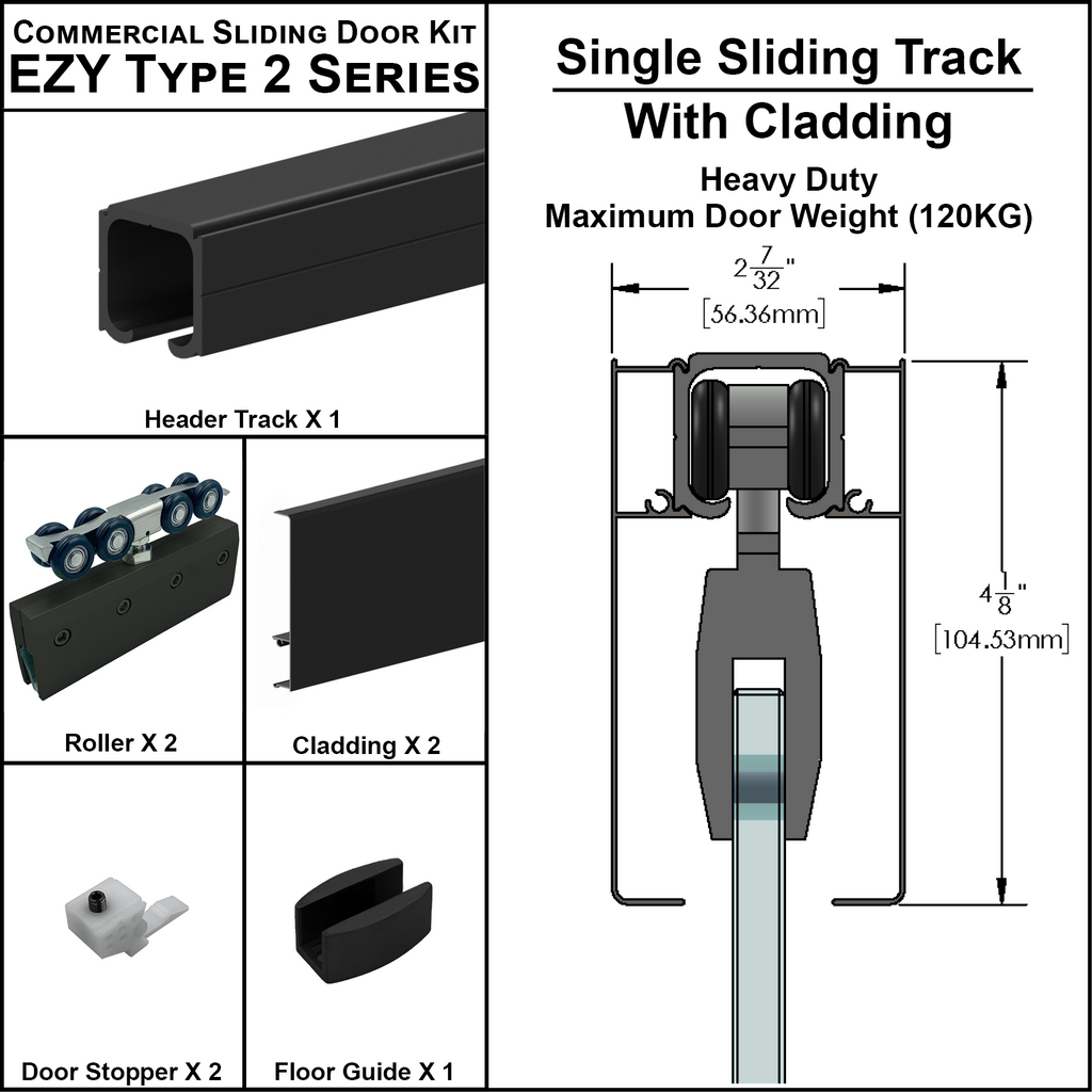 [EZY2HDCLDSD] Heavy Duty Sliding Door Kit With Cladding - Single Slidi ...