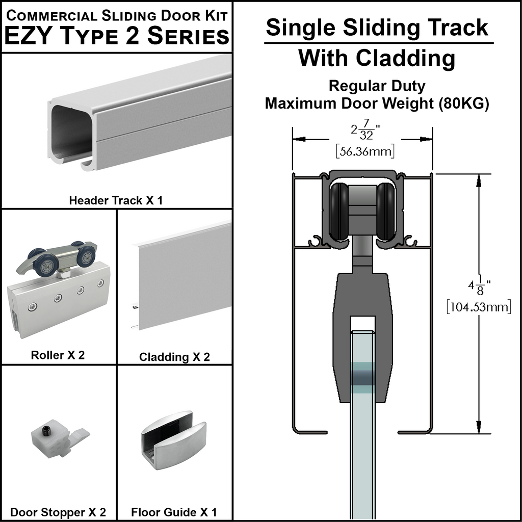 [EZY2CLDSD] Commercial Sliding Door Kit - EZY2 - w/Cladding - Single S ...